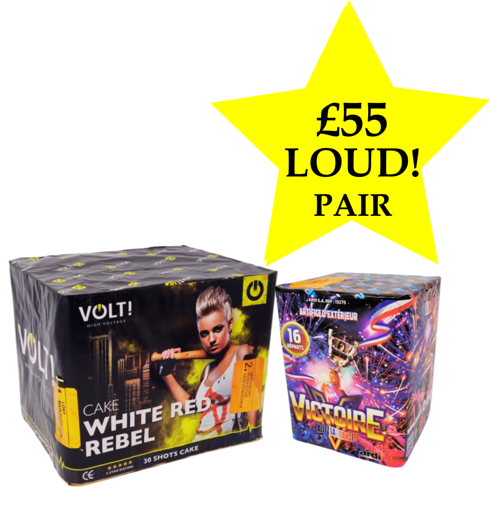 THE LOUD PAIR VICTOIRE & WHITE RED REBEL – FIRST STRIKE FIREWORKS LTD